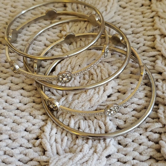 Express | Jewelry | Silver Rhinestone Solid Bracelets | Poshmark